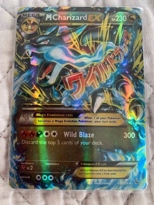 Mega Charizard EX, blue, mint condition, Ultra rare Pokémon card. | eBay