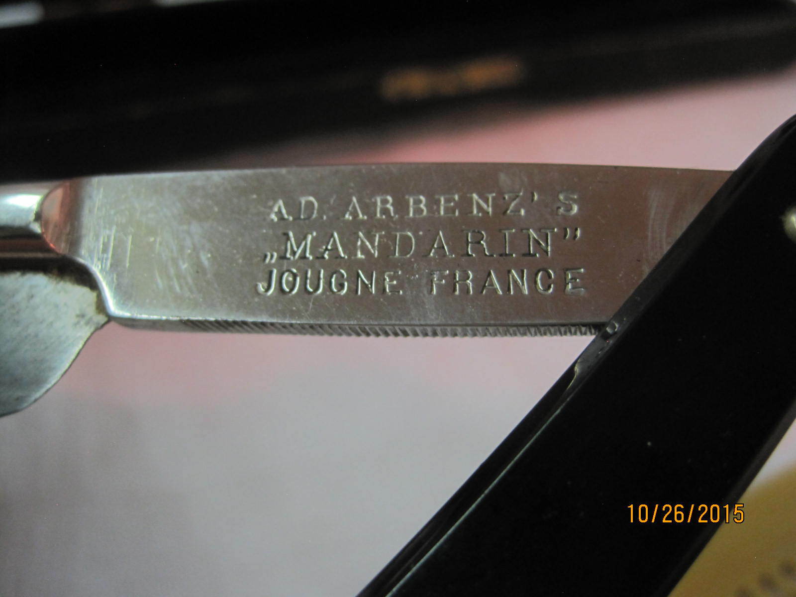 Antique Jougne France A.D. Arbenz Mandarin Straight Razor orig box Clip ...