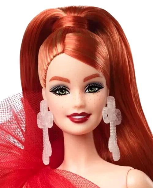 HOLIDAY Christmas RED HAIR BARBIE Redhead Doll Plaid Dress Mattel ...