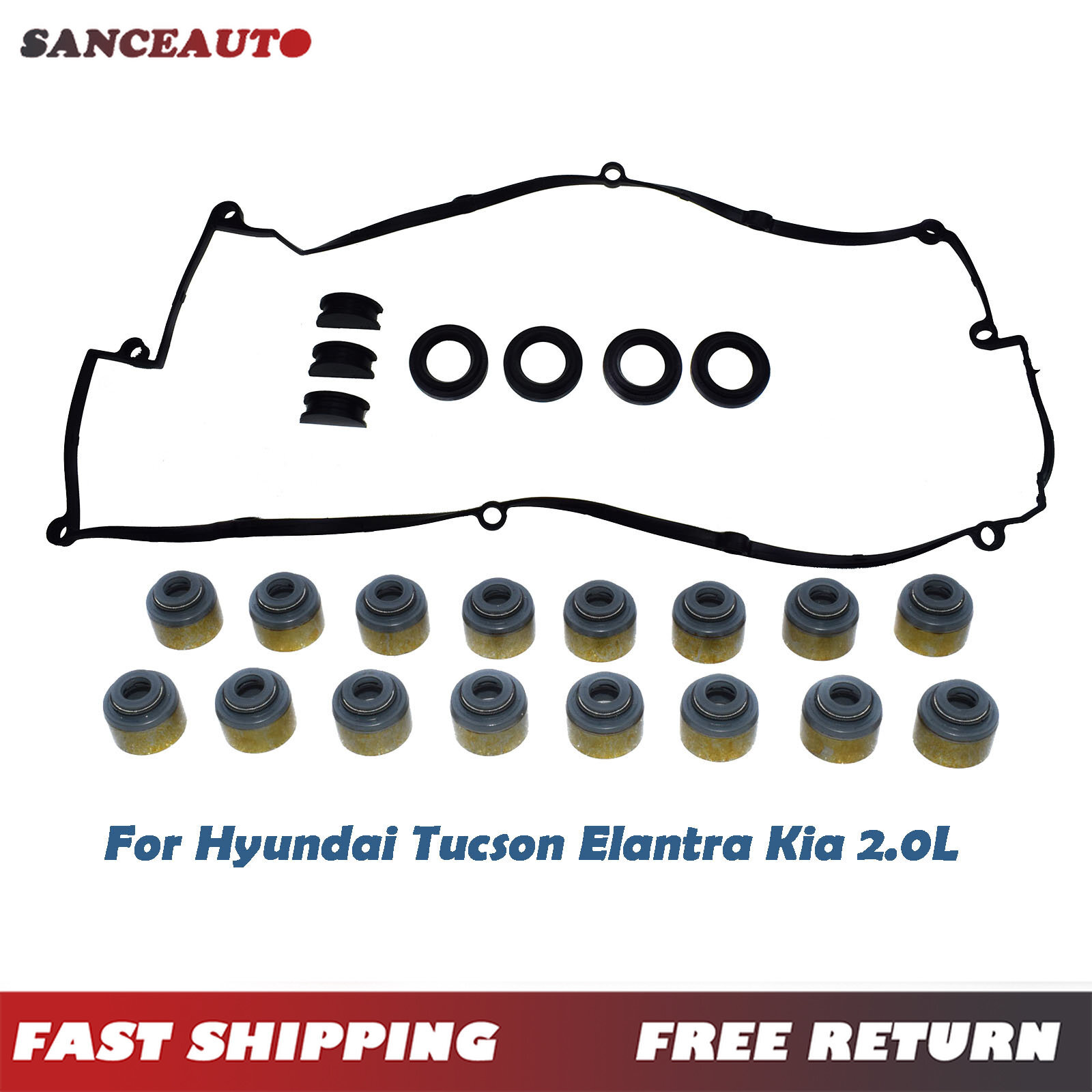 Valve Cover Gasket Set w/ Valve Stem Seals For Hyundai Tucson Elantra ...