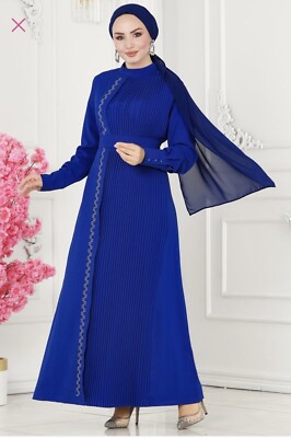 Women's Evening Dress Long Sleeve Maxi Turkish Dress Belted Moda Selvim ...