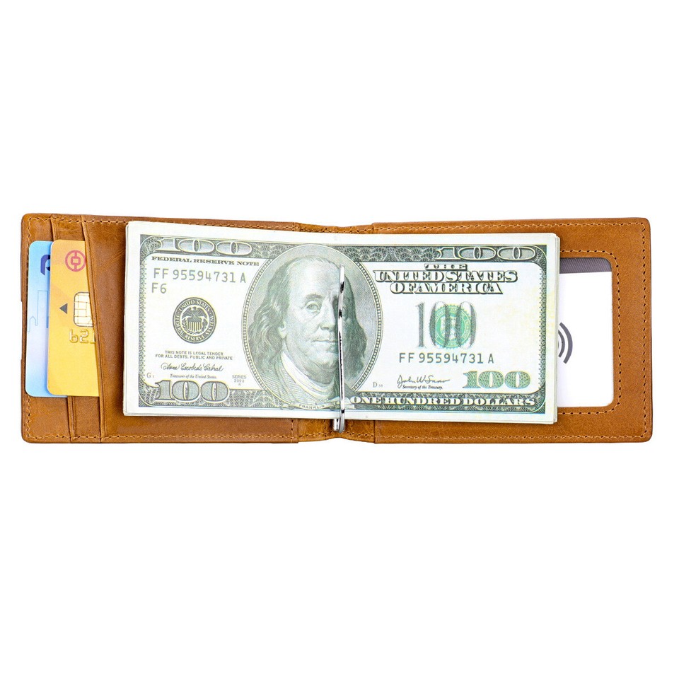 Slim Mens Wallet with Money Clip Leather RFID Blocking Bifold Credit ...