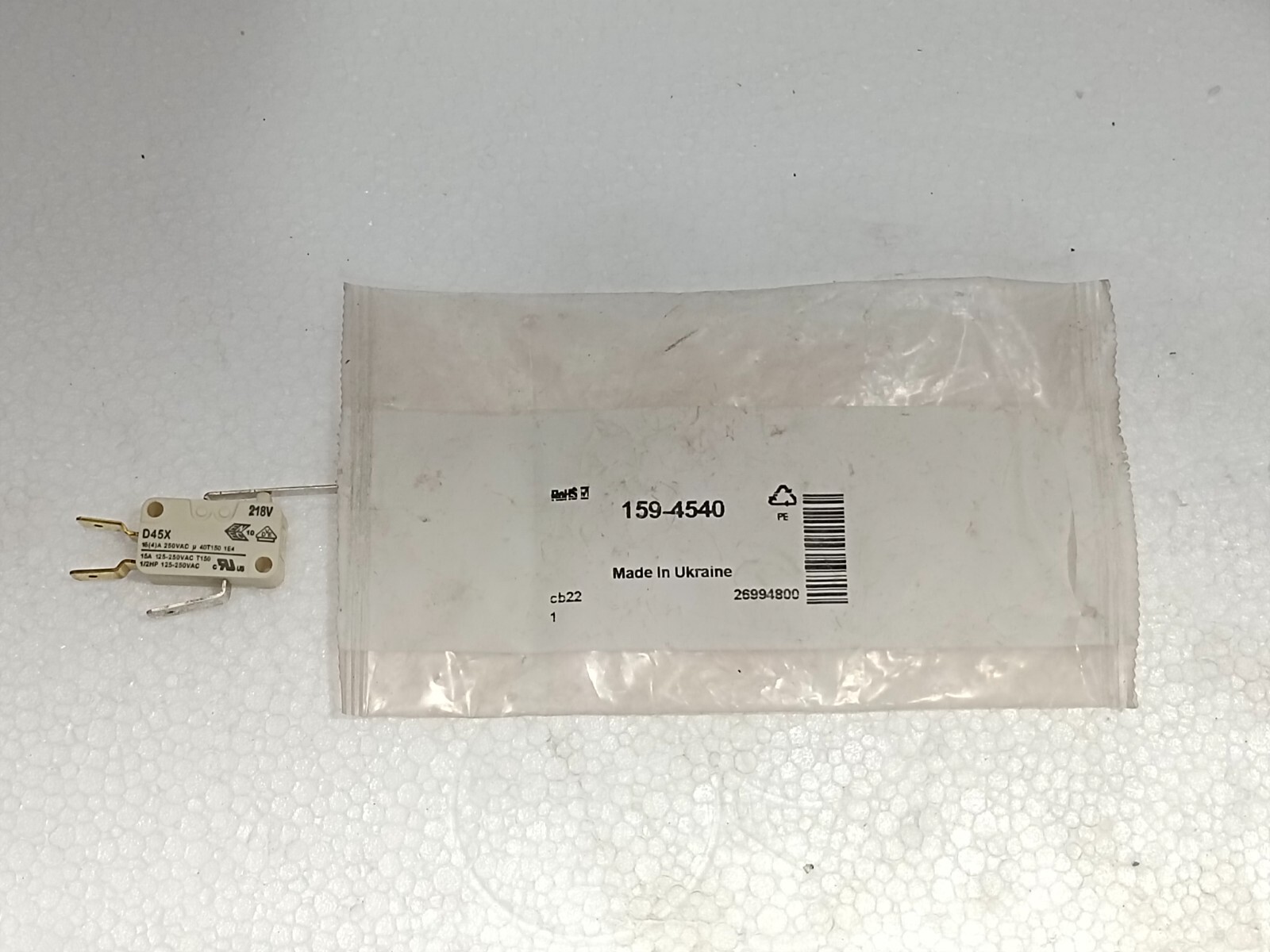 CHERRY D45X ZF SHORT LEVER MICRO SWITCH TAB TERMINAL 16 A 250 V AC SPDT ...