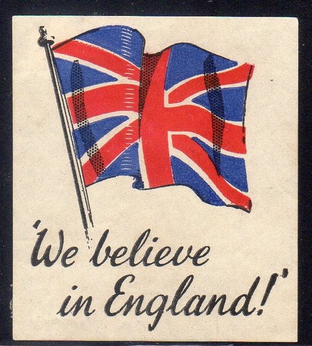 USA WWII? "We Believe in England" Union Jack flag label | eBay