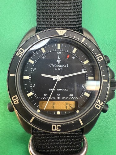 Chronosport UDT, Sea Quartz, type 2, works perfectly, black case ...