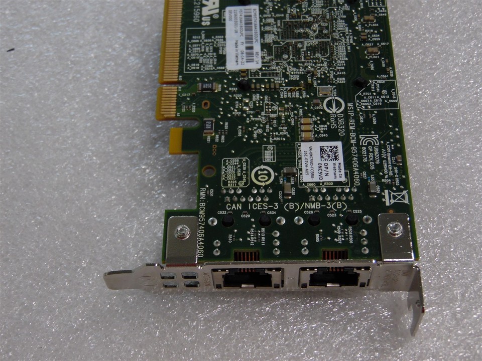 DELL BROADCOM BCM57416 DUAL 10Gbps ETHERNET RJ45 PORTS NETWORK CARD LP ...