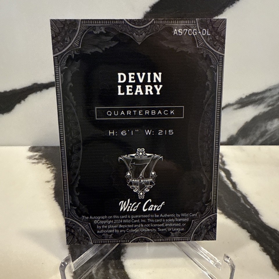 🔥DEVIN LEARY Sparkle Spade 2/2 Wild Card 7 Card Stud Auto Blue Ink 🔥 | eBay