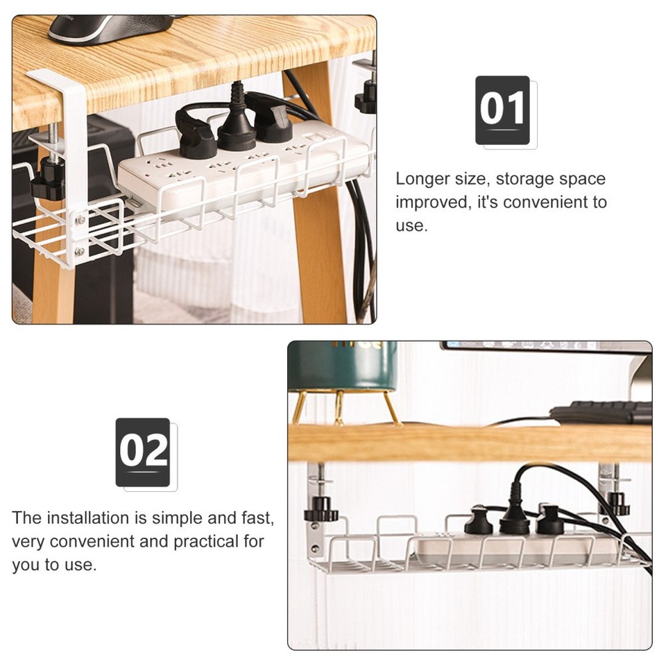 Wire Storage for Desk Shelf Rack Carbon Steel Cable Organizer ...