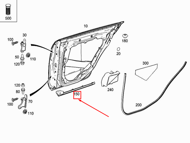 MERCEDES-BENZ CLS C218 REAR RIGHT DOOR DEFLECTOR STRIP A2186903062 ...