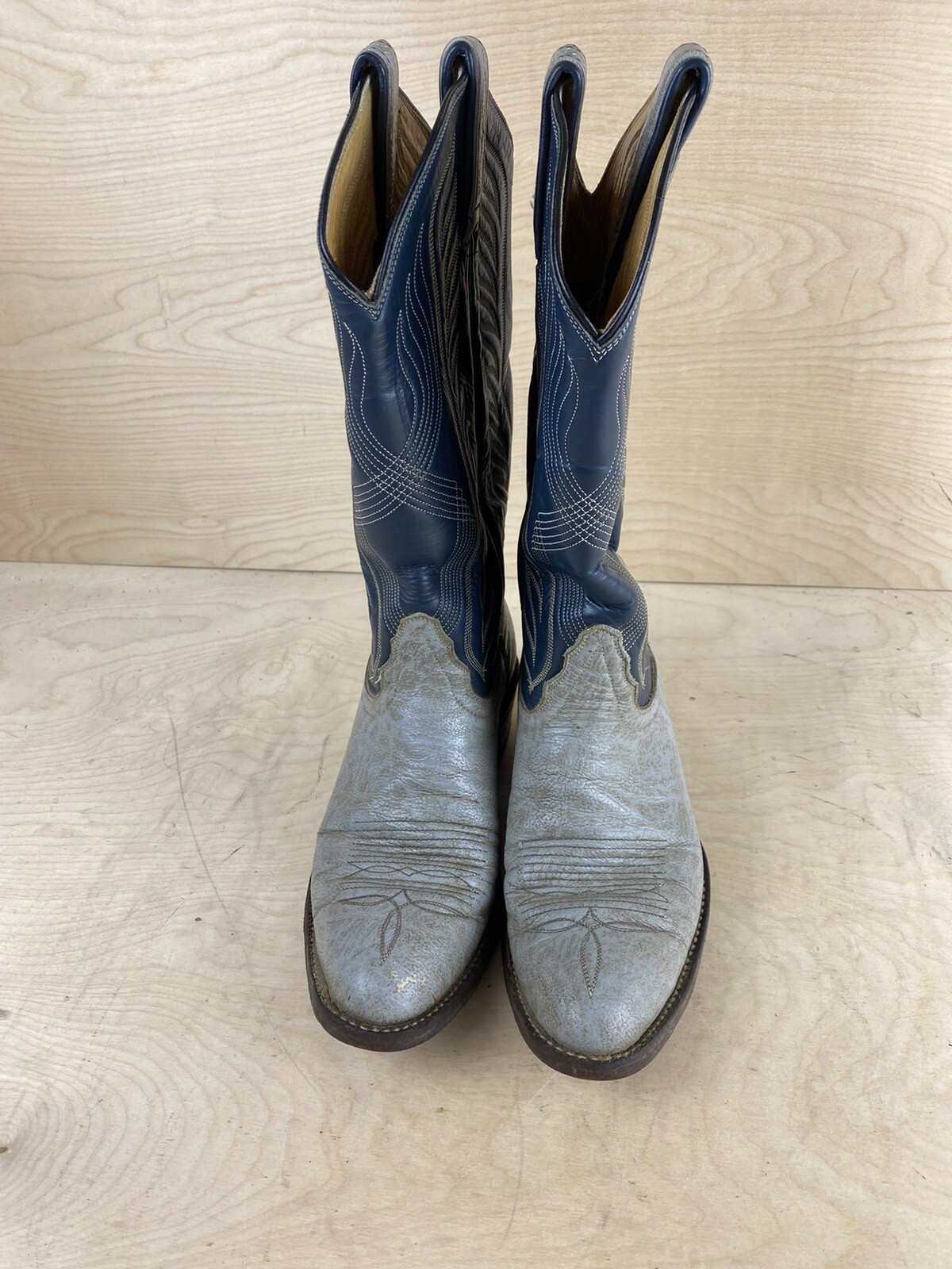 Tony Lama Gray/blue All Leather Mens Boots Size 6B St… - Gem