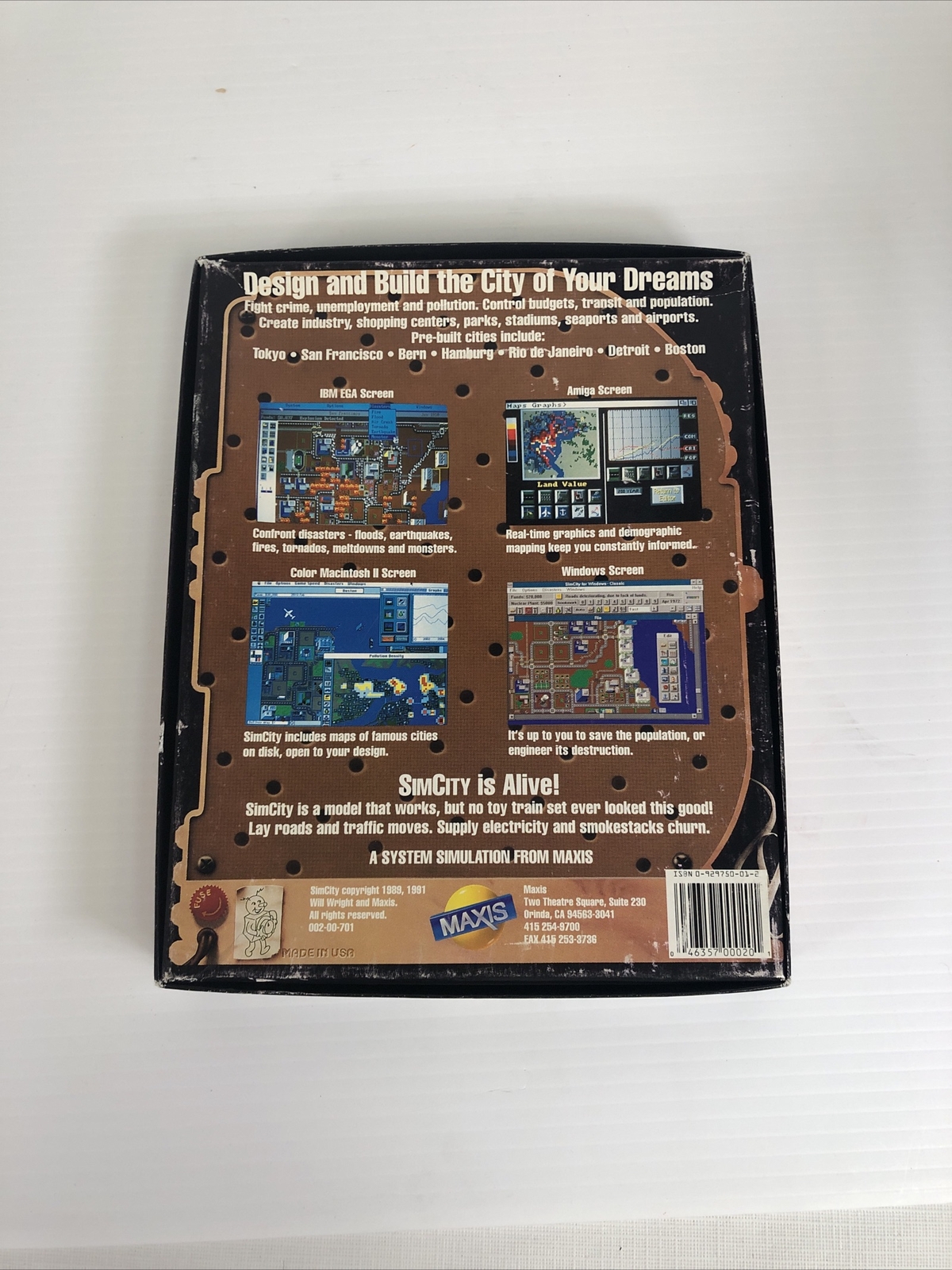 1991 Sim City, The City Simulator PC/IBM Game by Broderbund/Maxis, San ...
