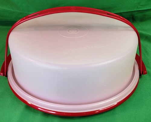 Vintage Tupperware Red Pie Cake Keeper Carrier 719 Lid 720 & Handle 721 ...