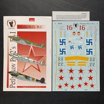 Model Aircraft Decal: Eagle Strike Productions - 48038 - Petlyakov Pe-2 ...
