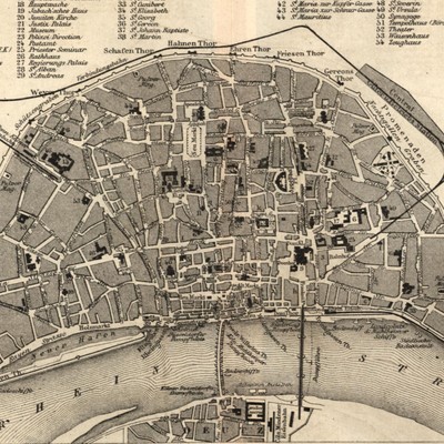 Pre-1900 - Lithograph Detailed City Plan Map