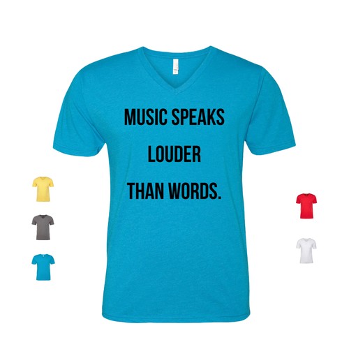 Music Speaks Louder Than Words band notes melody artist Men's V Neck ...
