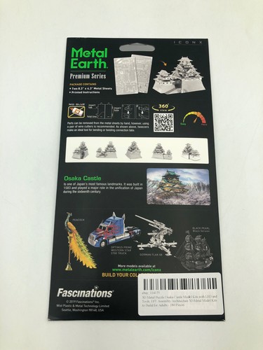 3D Metal Puzzle Osaka Castle Model Kits with LED and Tools, DIY ...
