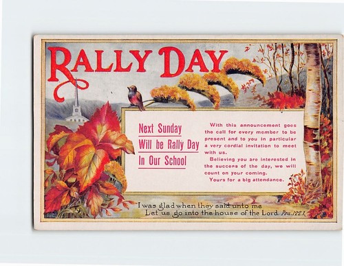 Postcard Rally Day Invitation Card with Message, Bible Verse and Art ...