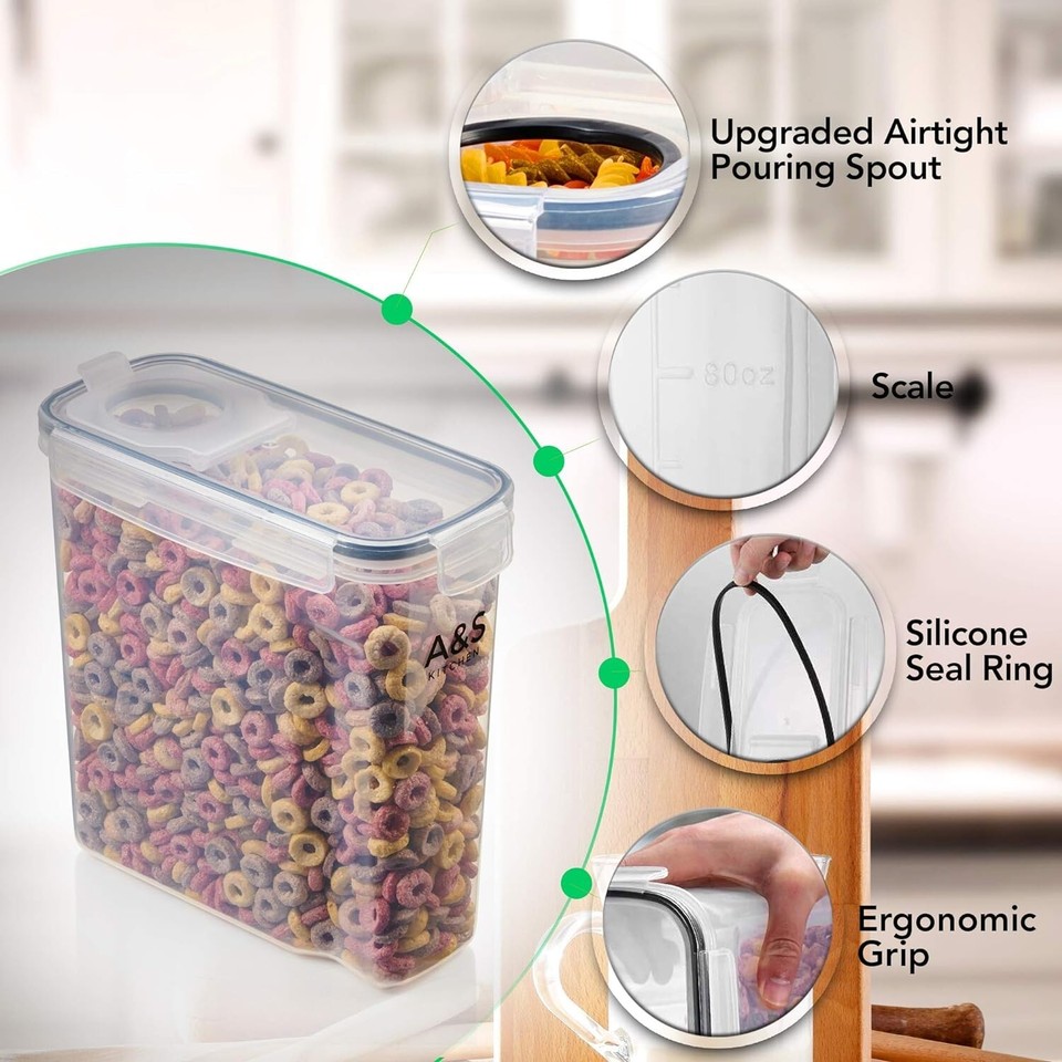 4L Large Cereal Containers for Storage,Airtight Plastic BPA Free ...