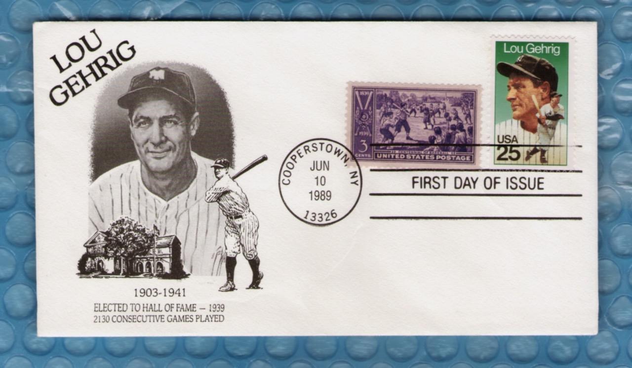 ~ 4 LOU GEHRIG 1989 First Day Covers (FDC) Ted Watts artwork MINT ...
