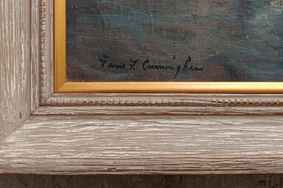 Fern Francis Cunningham Oil on Canvas Harbor Scene Painting Signed | eBay