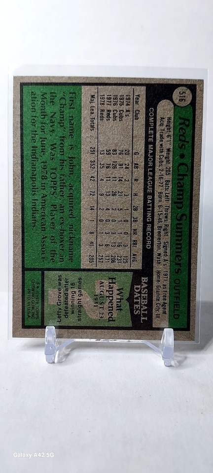 1979 TOPPS BASEBALL SET BREAK 516 CHAMP SUMMERS CINCINNATI REDS | eBay