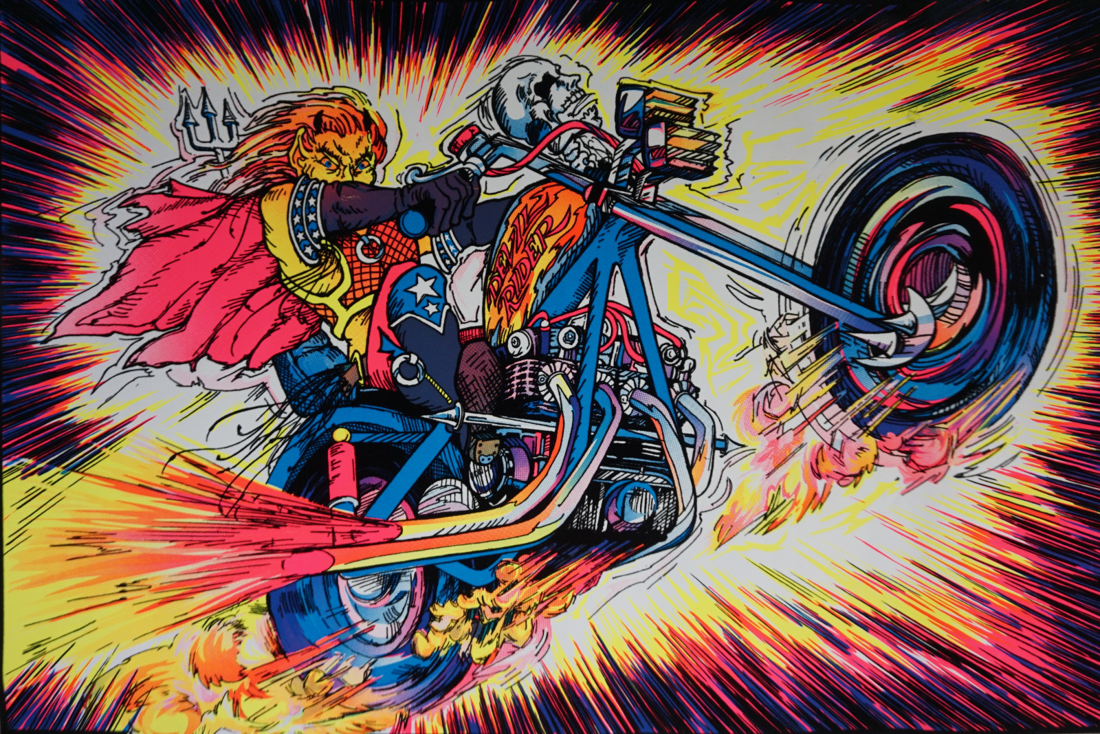 Original Velva Print DEVIL RIDER Blacklight Schwarzlicht Poster 70er ...