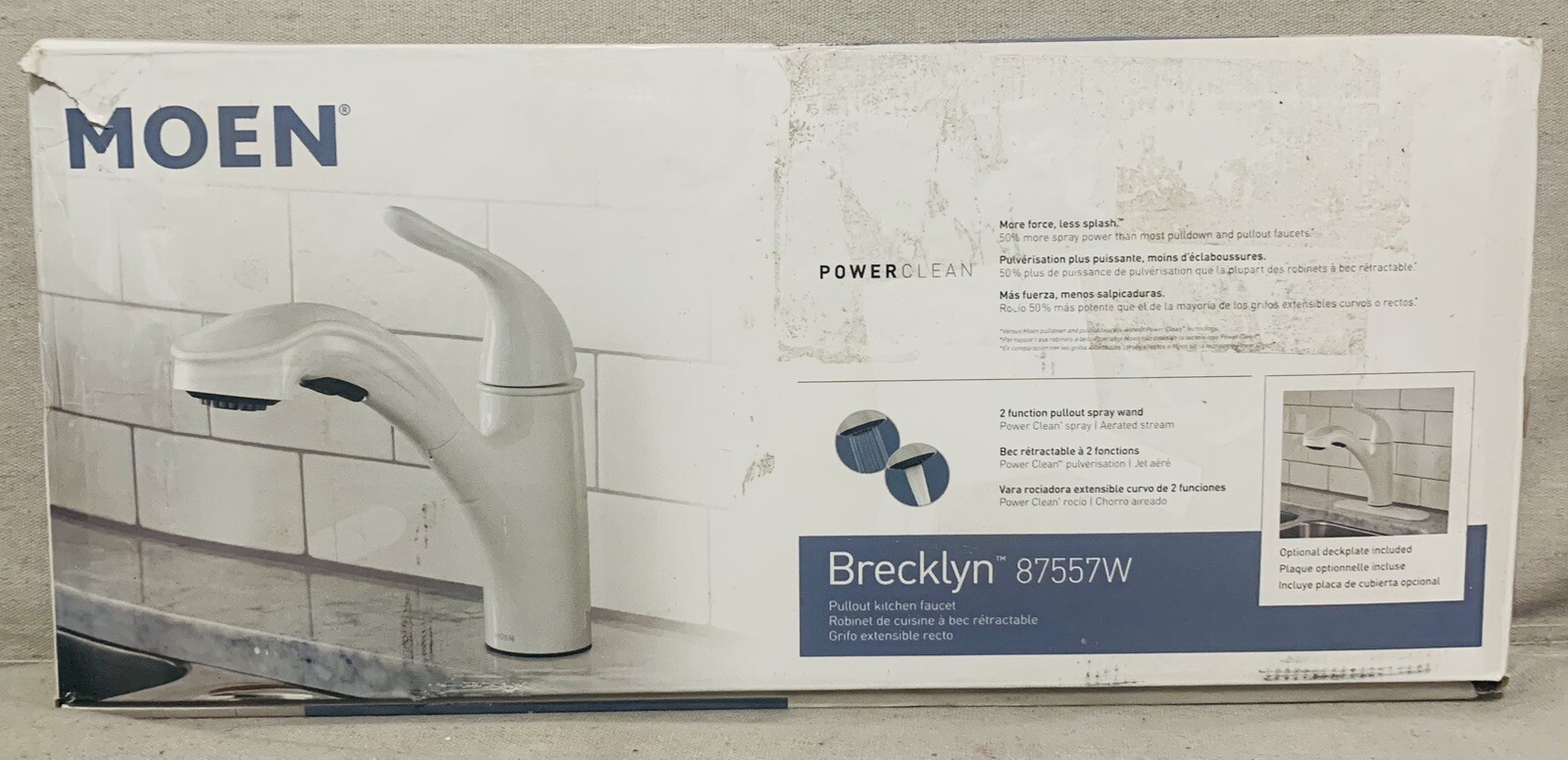 MOEN Brecklyn Single-Handle Pull-Out Sprayer Kitchen Faucet w/ Power ...