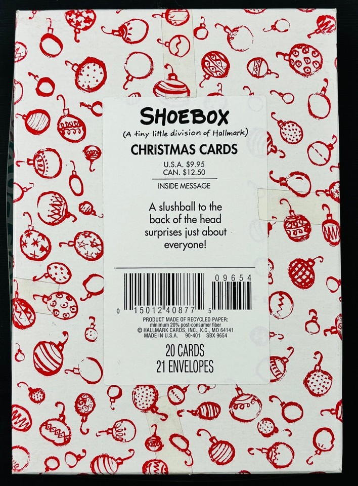 HALLMARK SHOEBOX MAXINE CHRISTMAS CARDS BOX OF 20 SNOWBALL SURPRISE ...