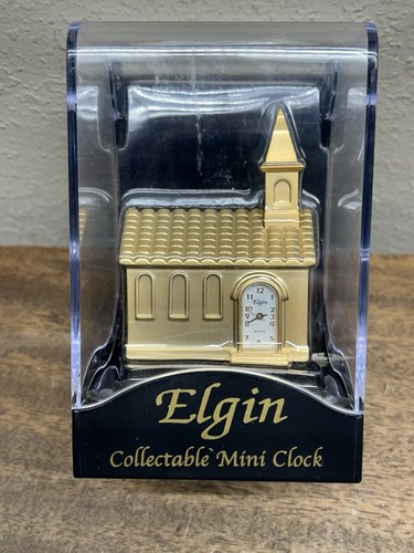 Elgin Collectable Mini Church Desk Clock Gold Tone ~ NEW OLD STOCK ...