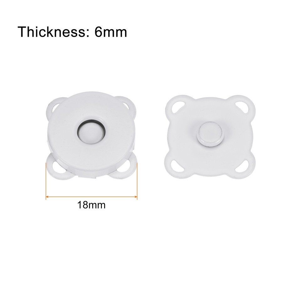 10 Sets Magnetic Snap 18mm Metal Fasteners for Clothing Purse White | eBay