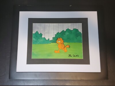 GARFIELD Cartoon Animation cel & background. AUTOGRAPHED BY JIM DAVIS ...