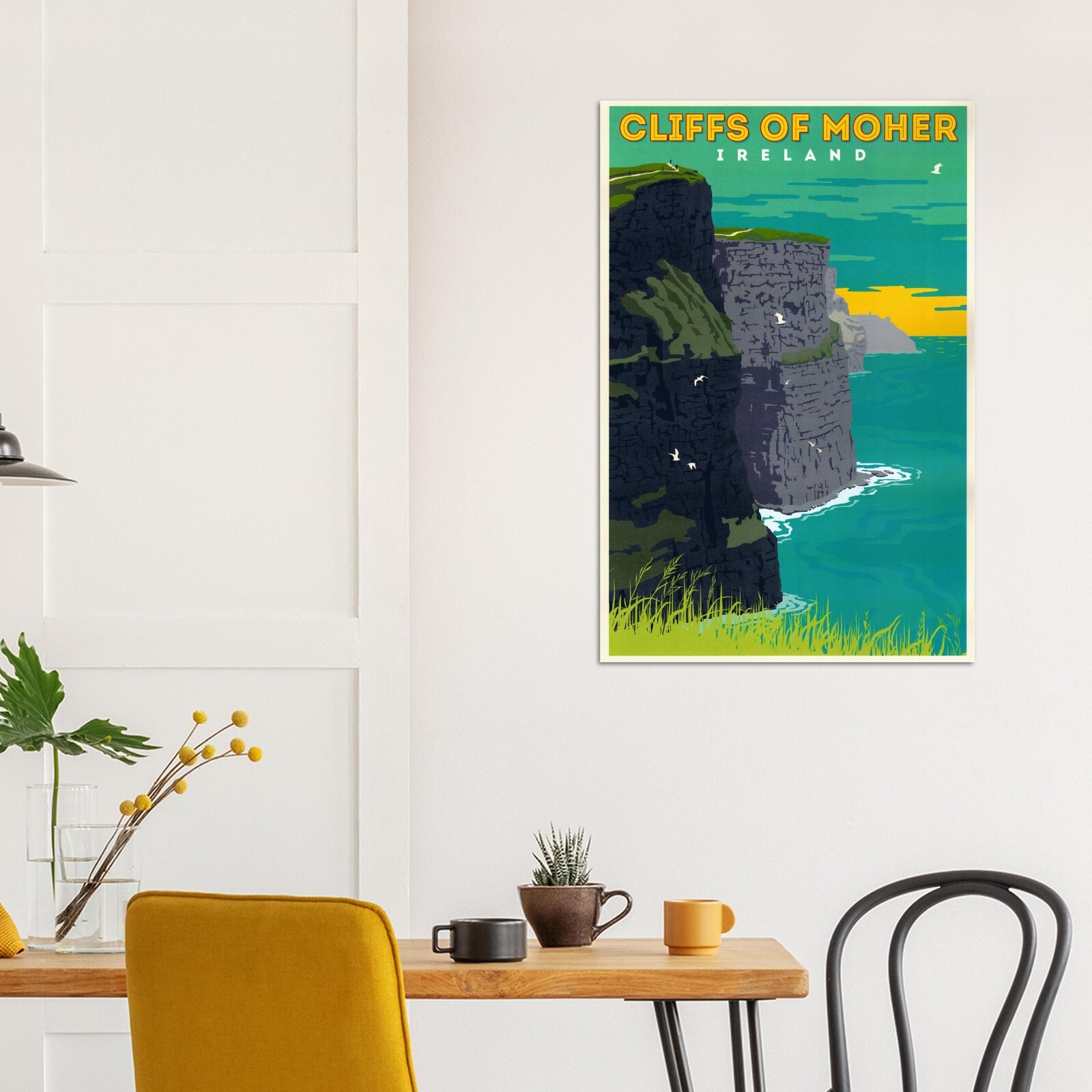 Travel Posters Cliffs of Moher - Ireland Travel Poster, Retro, Vintage ...
