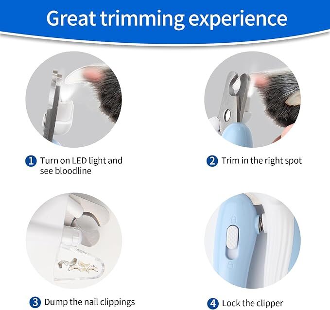 Cat Dog Light Nail Clippers LED Blood Proof Bit Pet Clippers Sharpener ...
