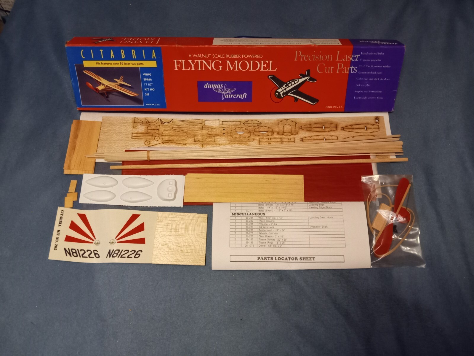 Dumas Aircraft Kit Citabria Airplane Model NO. 205 Balsa Wood Walnut ...