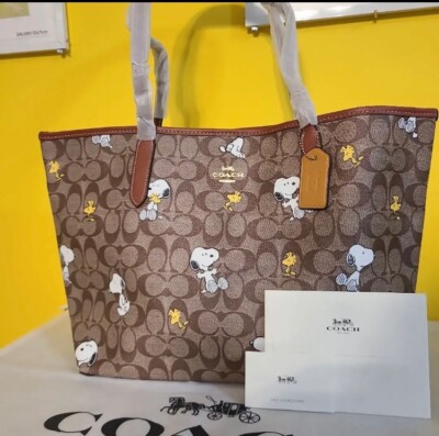 COACH x Snoopy Collaboration Tote bag CF-166 Khaki Redwood Multi Japan ...