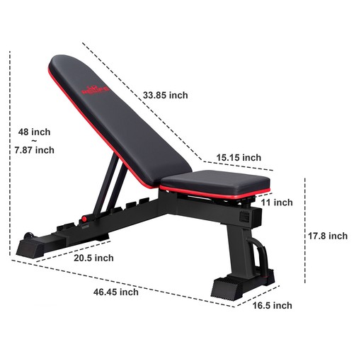 1000lb Heavy Duty Adjustable Weight Bench for Full Body Workout for ...