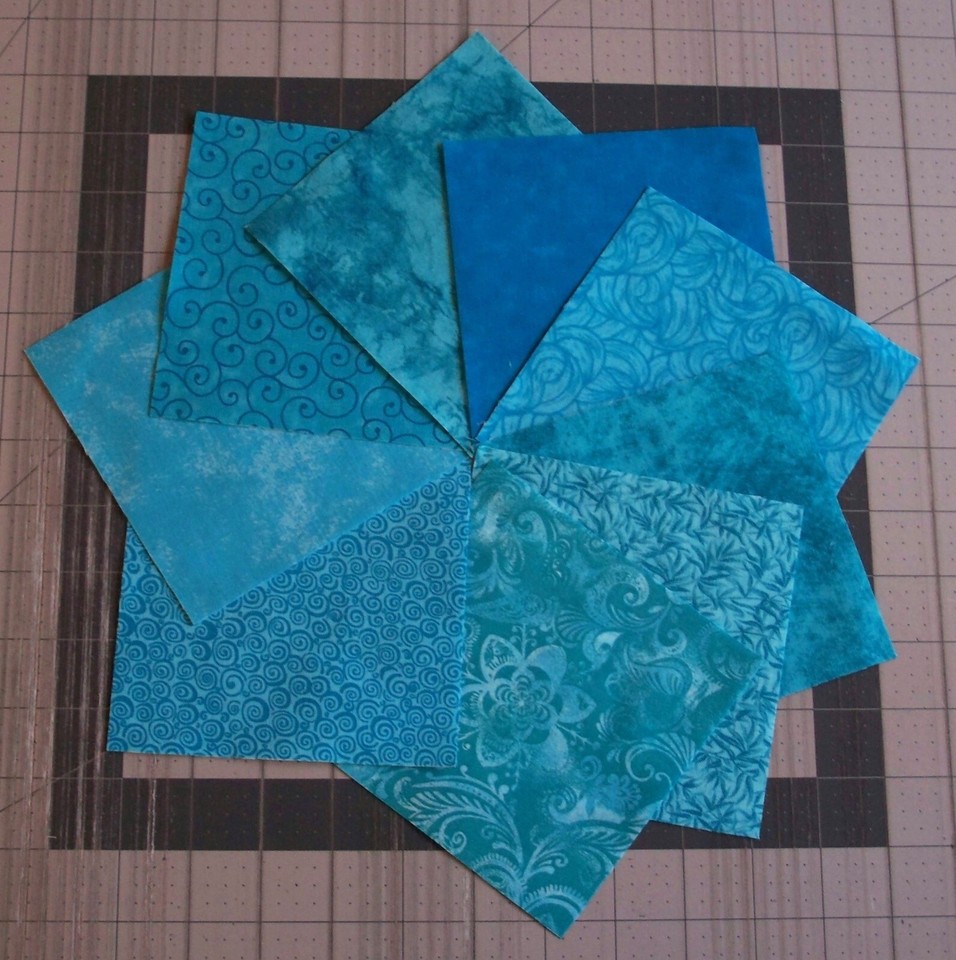 54 Turquoise Blue Calico Fabric 5" Quilting Squares Cotton Charm pack ...