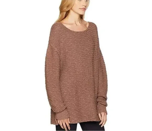 Free People Menace Solid Tunic Sweater Womens Size M Mauve/Brown Chunky Knit | eBay