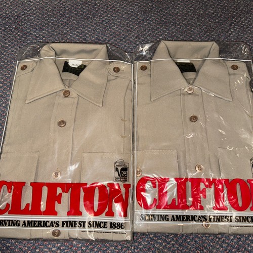 2 Clifton Tan Uniform Super Shirts 34x30 Police Fireman Zipper | eBay