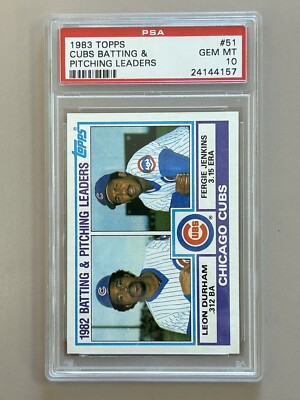 1983 Topps Cubs Batting Pitching Leaders Leon Durham Fergie Jenkins #51 ...