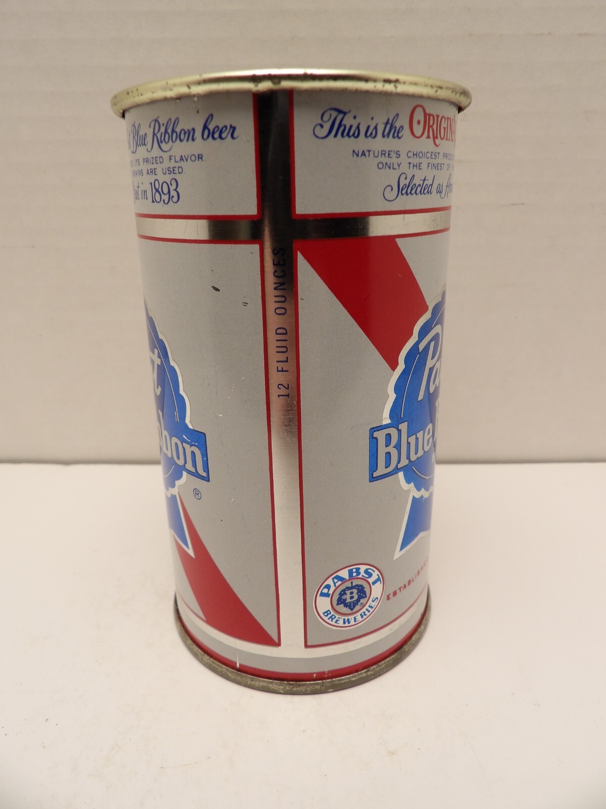 PABST BLUE RIBBON CUP FLAT TOP BEER CAN 110-19 BREWED AT PEORIA HEIGHTS ...