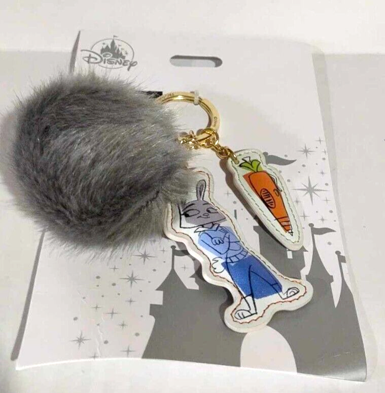 Disney Parks Zootopia Judy Hopps Goldtone Keychain Grey pom pom Bunny ...