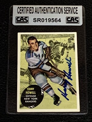 HOF HARRY HOWELL 1961-62 TOPPS SIGNED AUTOGRAPHED CARD #51 RANGERS CAS ...