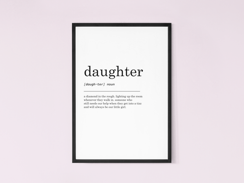 Daughter Definition Print, Wall Art Prints, Daughter Gifts, Birthday ...