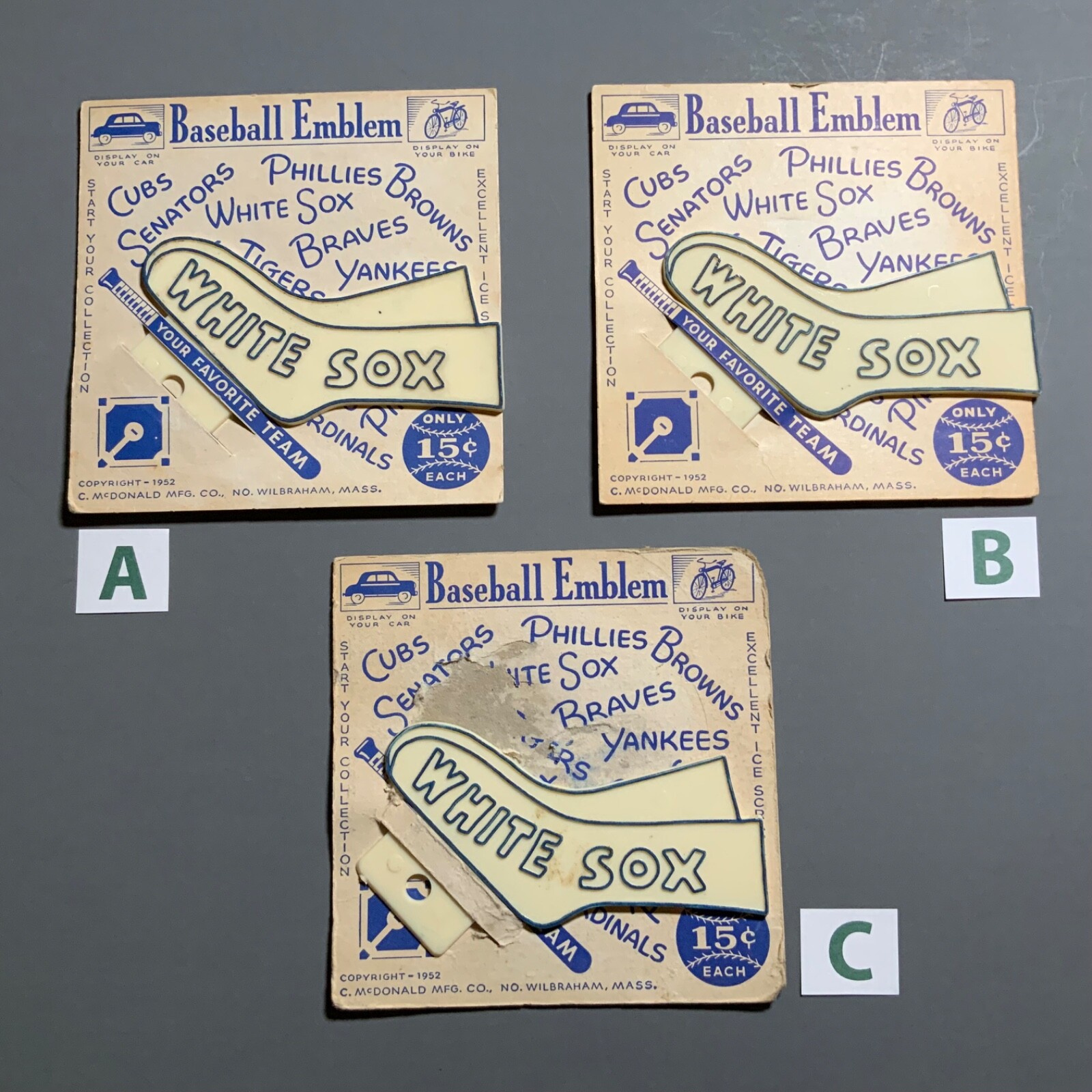 Vintage 1952 Baseball White Sox Emblem Collectibles Ice Scraper ...