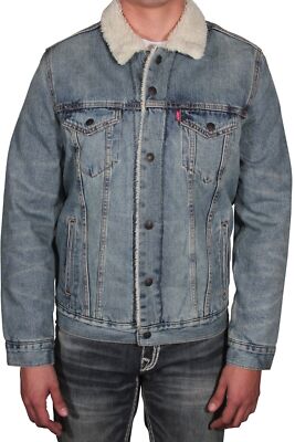 Levis Sherpa Jacket Denim Trucker Jackets Light Wash Blue 163650044 | eBay