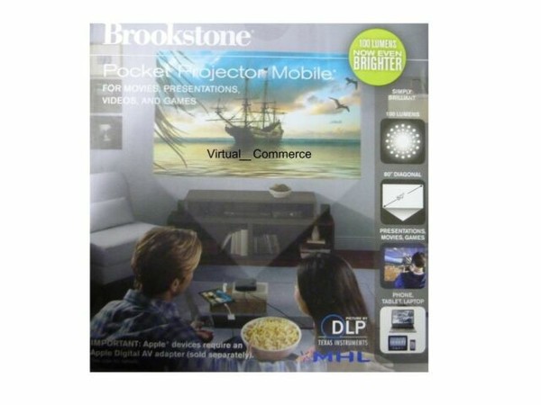 Brookstone Pocket Projector Mobile Movies Presentations Videos100 ...