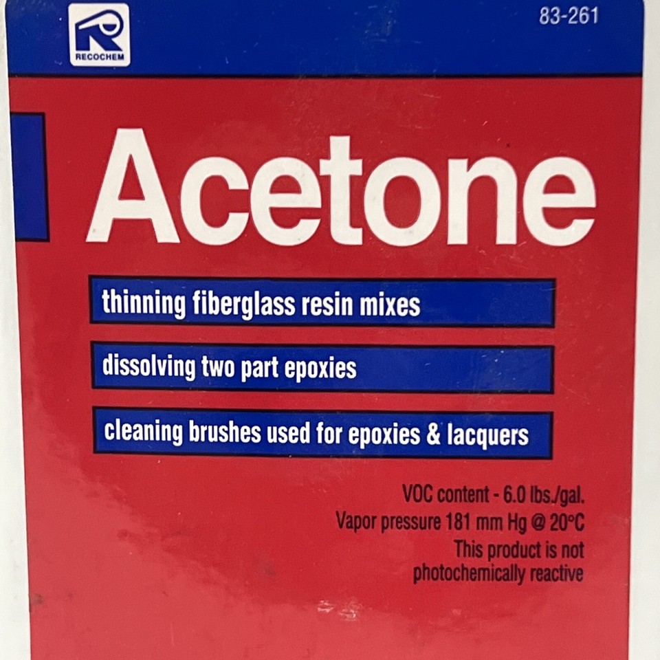 Recochem Acetone Strong Fast Acting Thinning Cleaning Quart Epoxy Resin ...