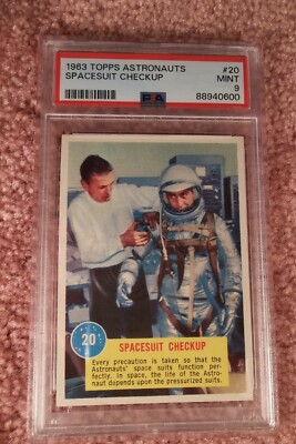 1963 TOPPS ASTRONAUTS # 20 SPACESUIT CHECKUP PSA 9 SPACE AGE RELIC 3-D ...