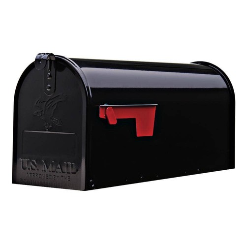 MEDIUM Post Mount Mailbox Standard Mail Unit Galvanized Black Steel ...